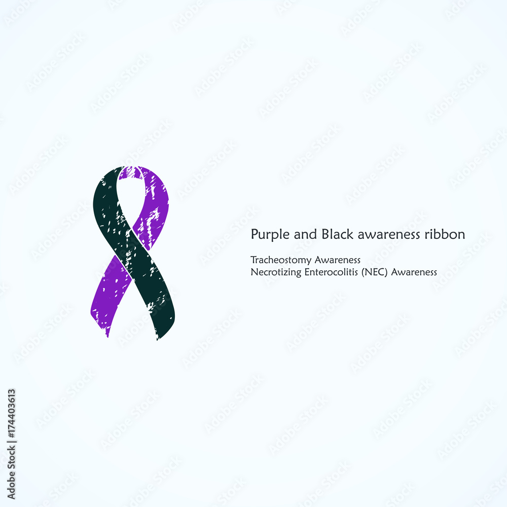 Vektorová grafika „Awareness Purple and Black ribbon. Painted ...