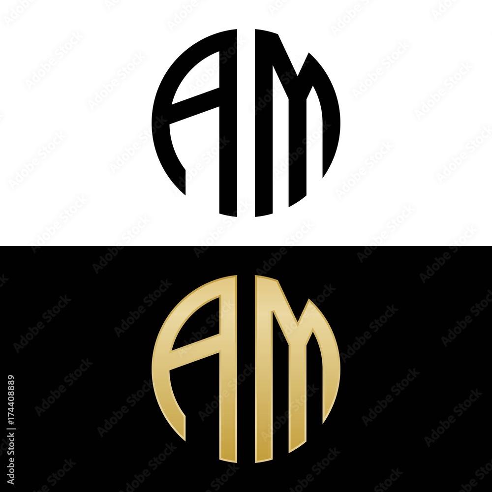 am initial logo circle shape vector black and gold Stock Vector | Adobe ...