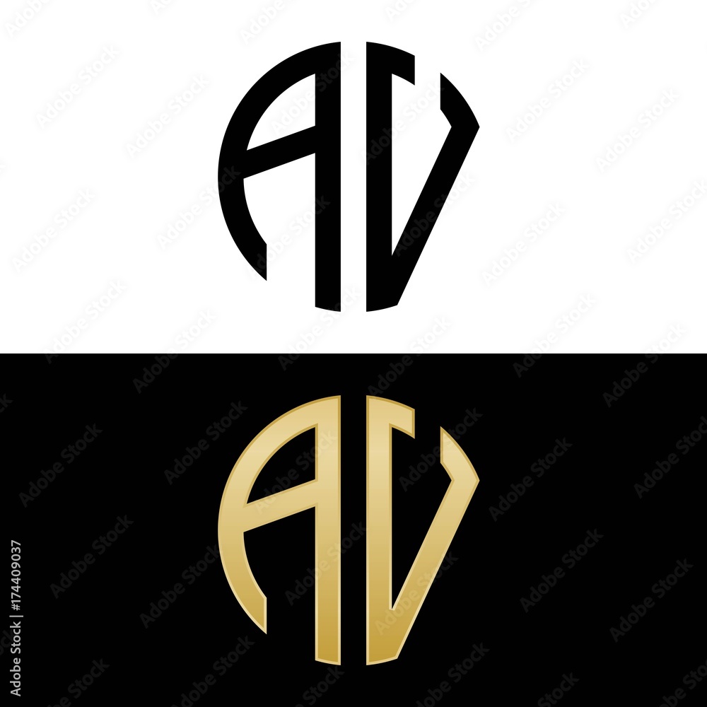 av initial logo circle shape vector black and gold Stock Vector | Adobe ...