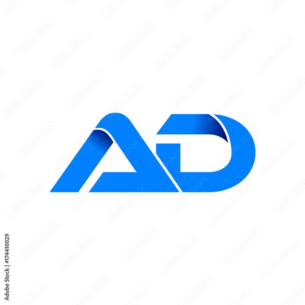 ad logo initial logo vector modern blue fold style Stock Vector | Adobe ...