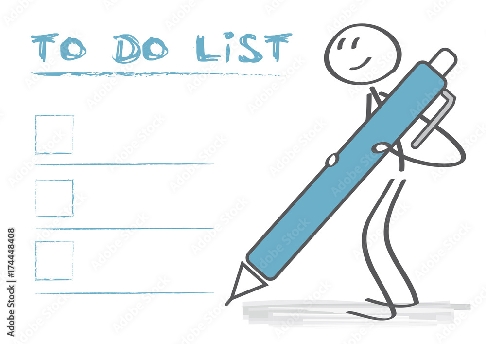 Strichmännchen erstellt To-Do-Liste - Checkboxen zum abhaken Stock ...
