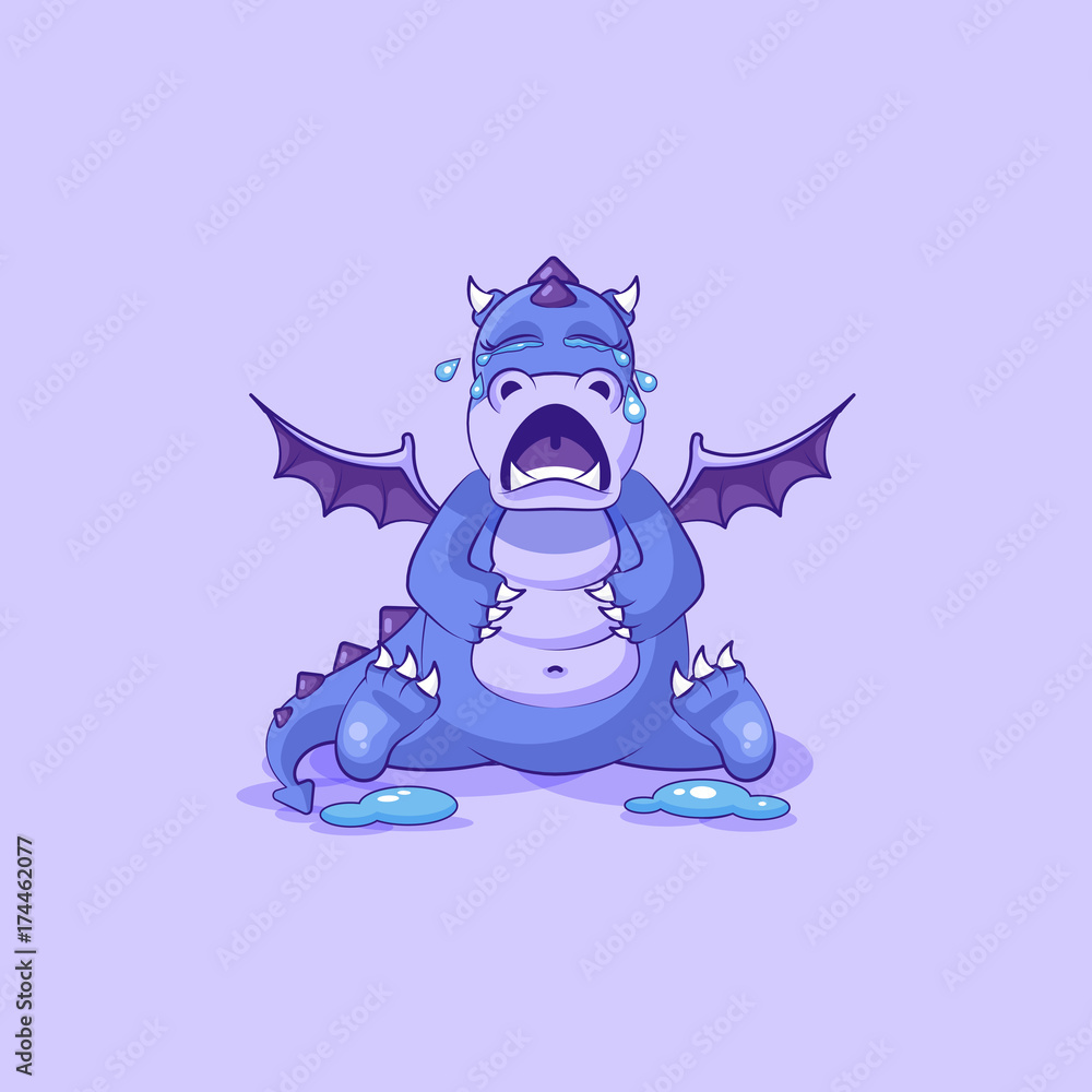 Vector Emoji character cartoon dragon dinosaur crying, lot of tears ...