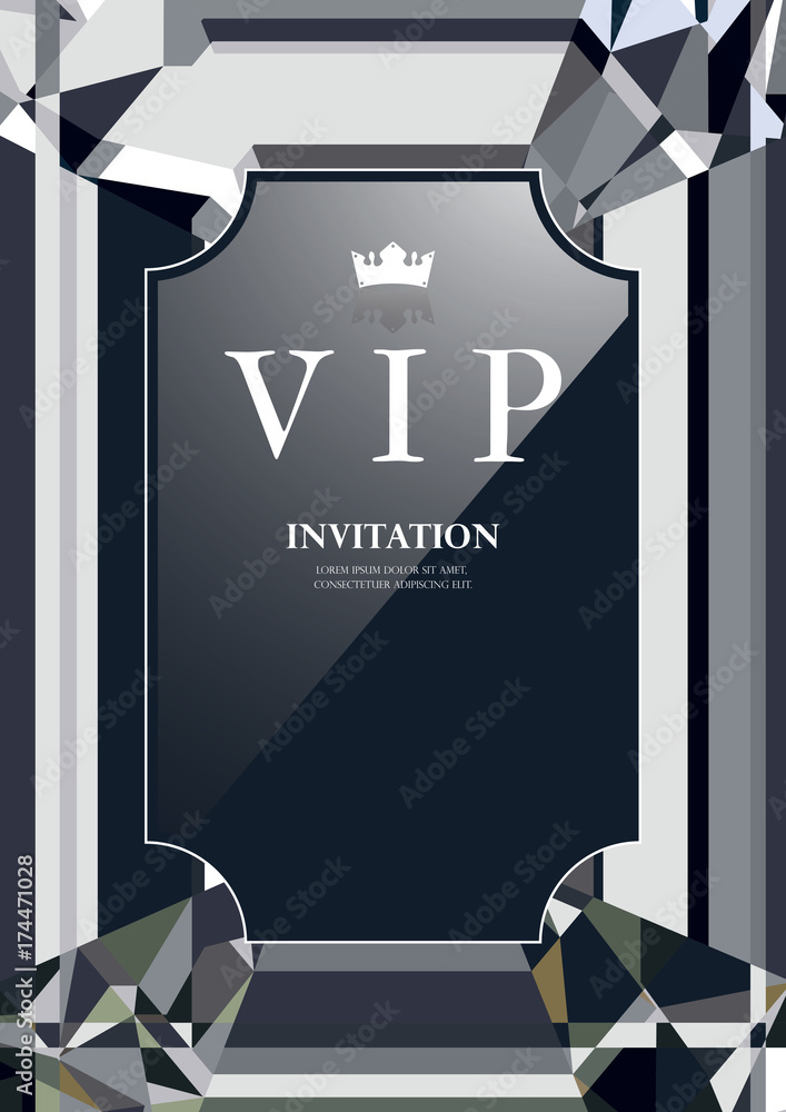 VIP party premium invitation card poster flyer. Diamond background ...