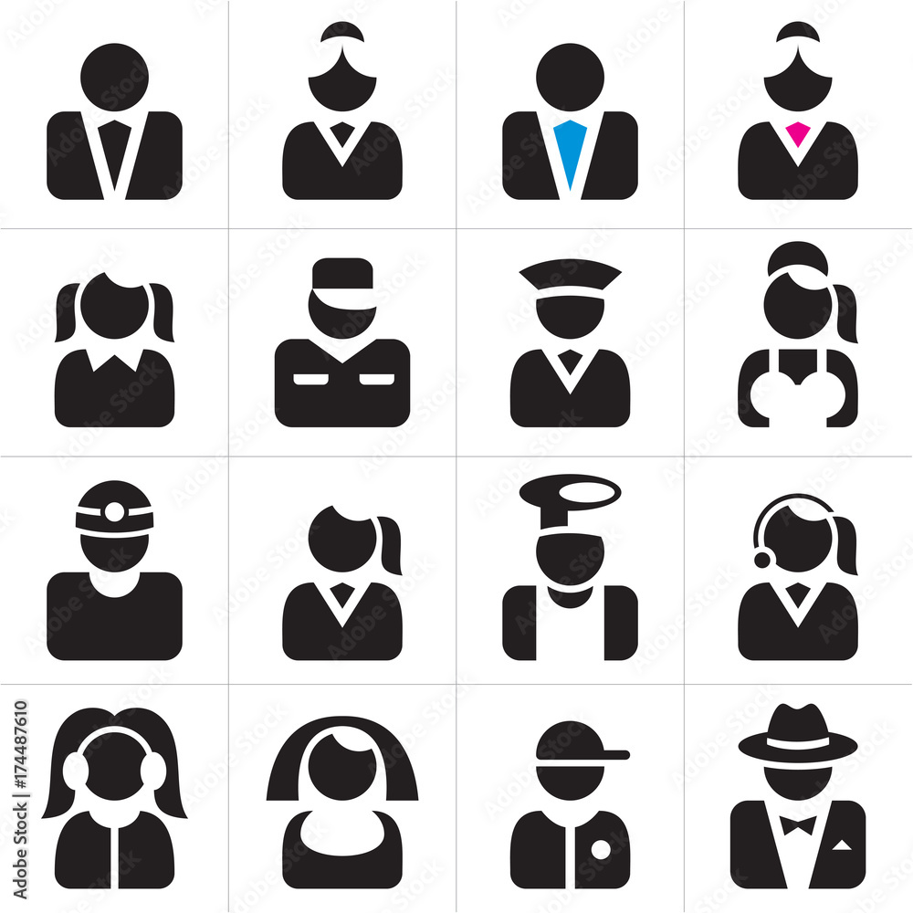 Professions icons set. Occupations symbols collection. Stock Vector ...