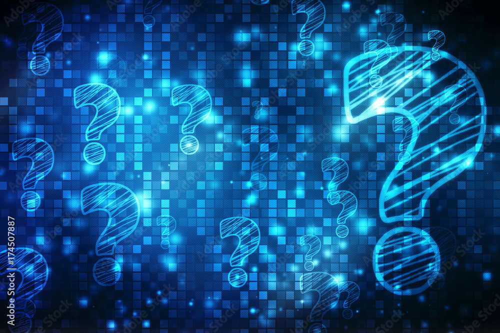 Question marks. Idea or problem concept, innovation background ...