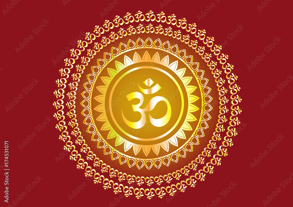 Hindu mantra writing "Shree" and "Aum" or "Om" vector design Stock ...