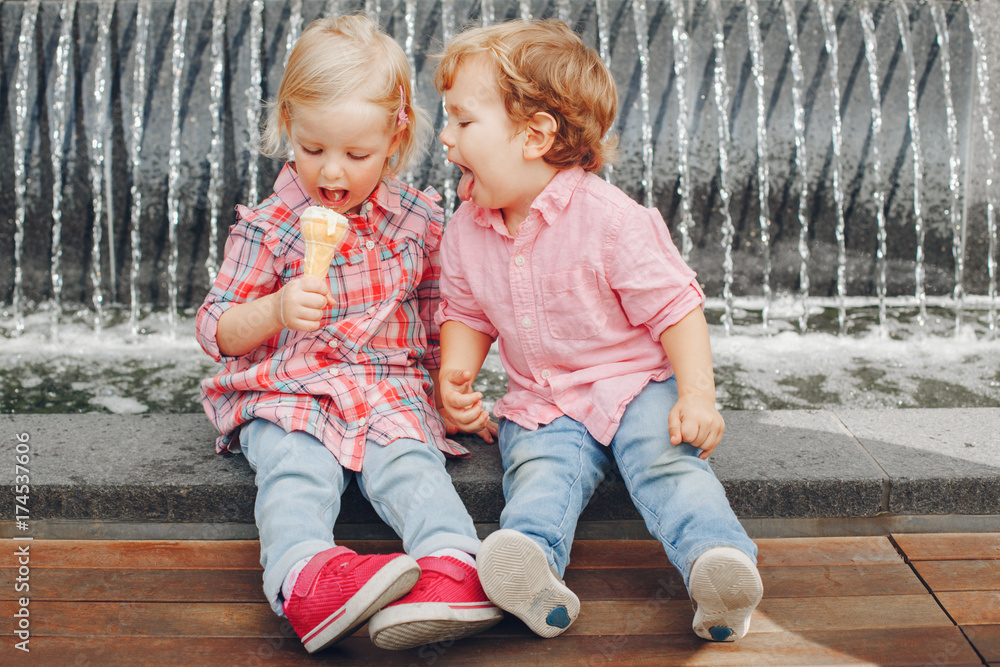 Children Sharing Ice Cream