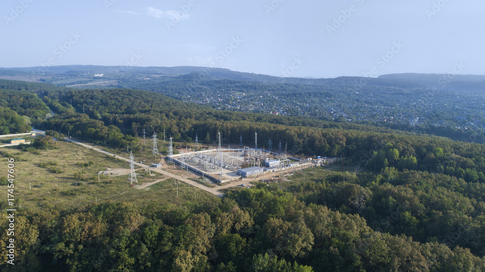 Aerial of a electricity substation from a bird's eye view Stock Photo ...