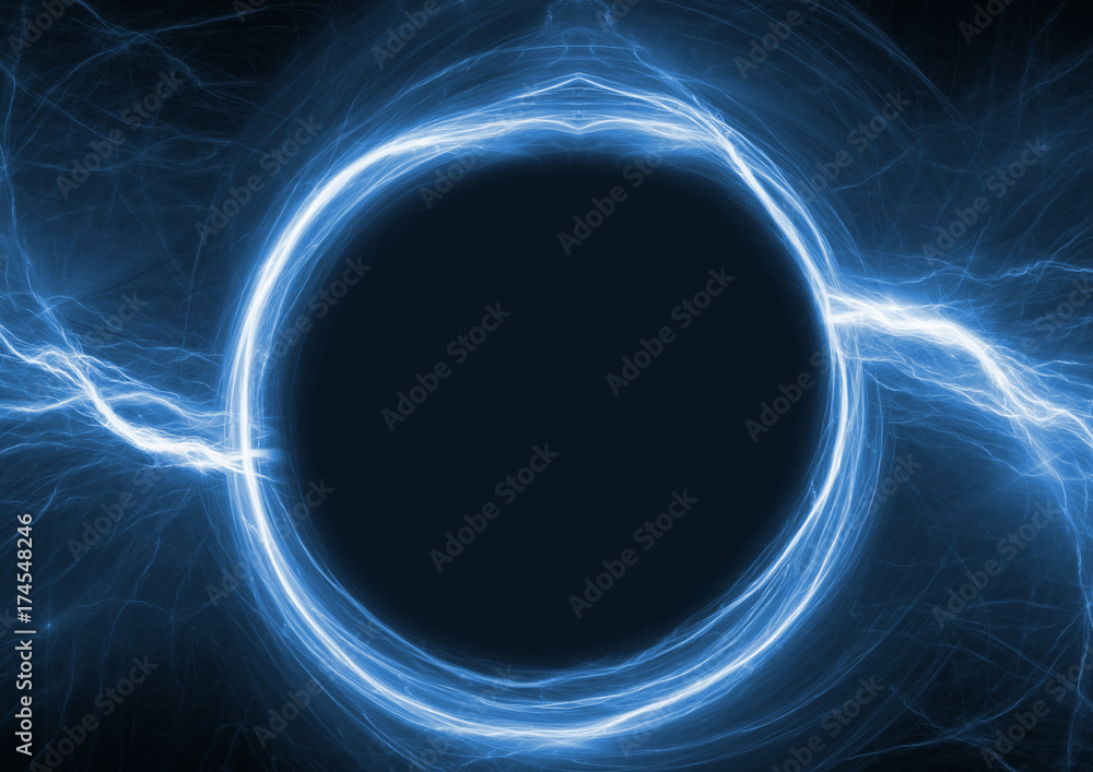 Blue circle lightning with copy space in the middle Stock Illustration ...