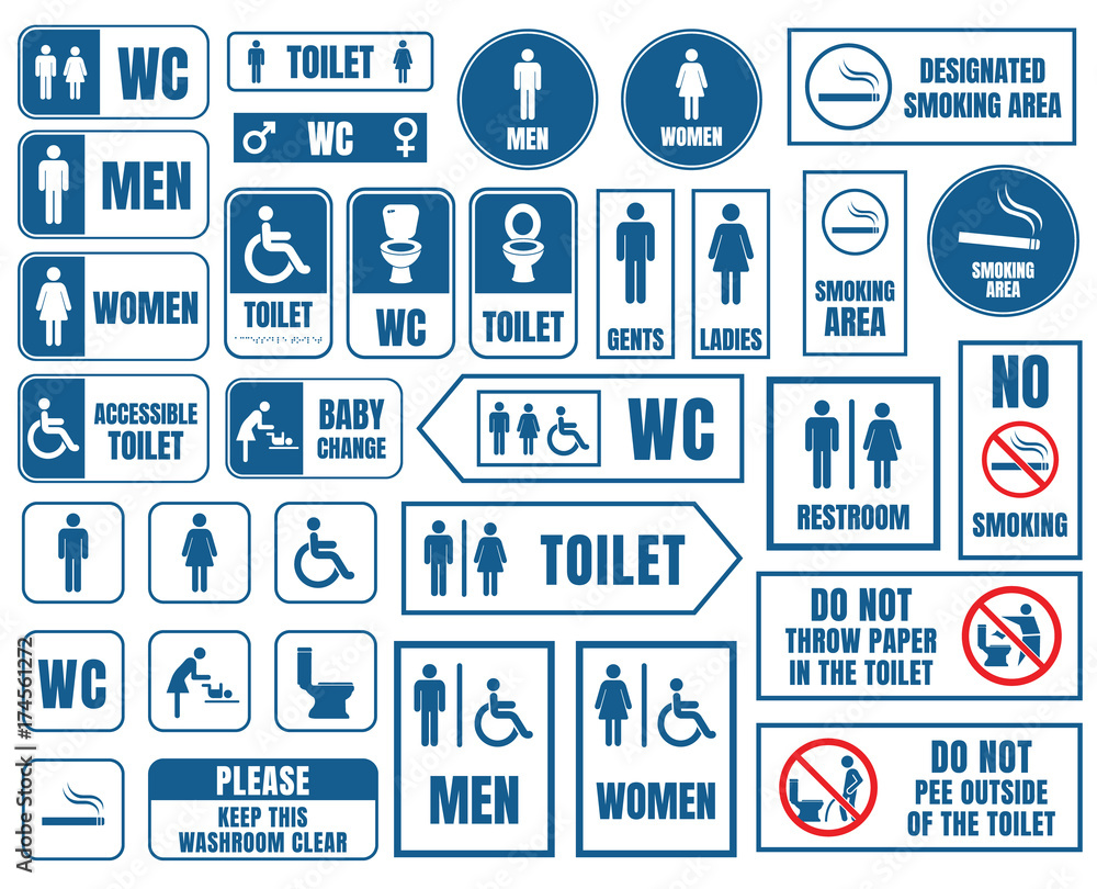 toilet signs, toilet icons set, wc signs Stock Vector | Adobe Stock
