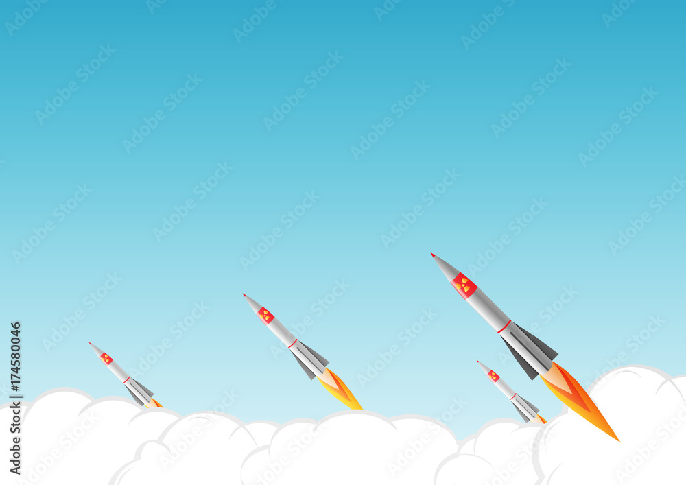 Nuclear rocket, Nuclear weapons. vector illustration Stock Vector ...