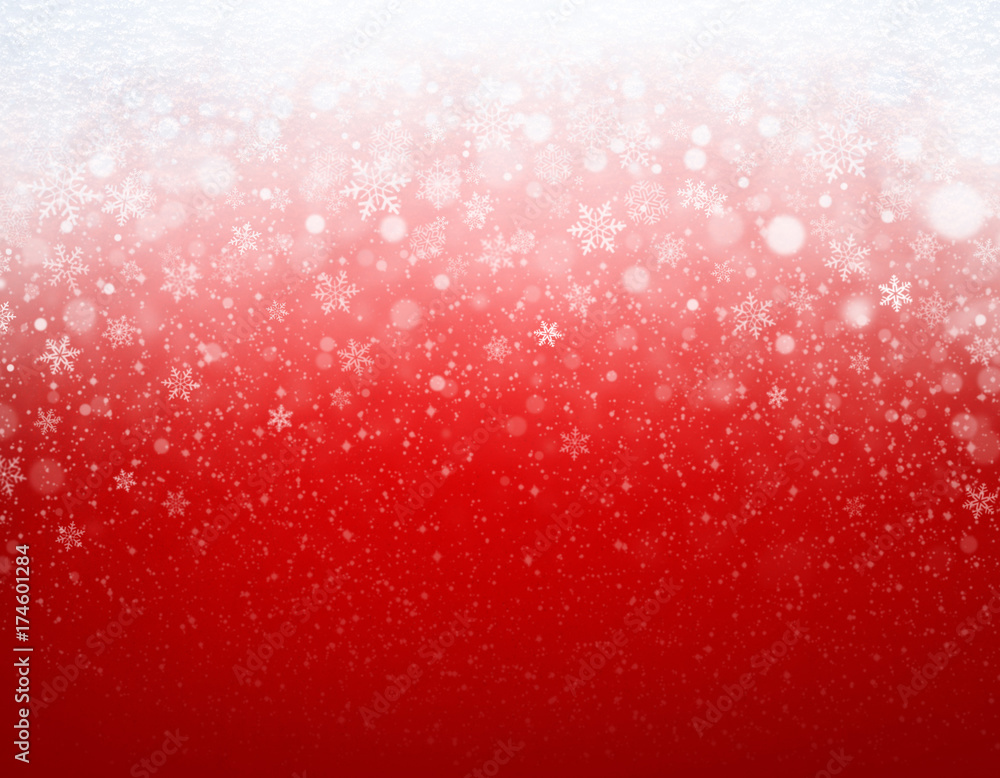 Snowfall on red Christmas background Stock Illustration | Adobe Stock