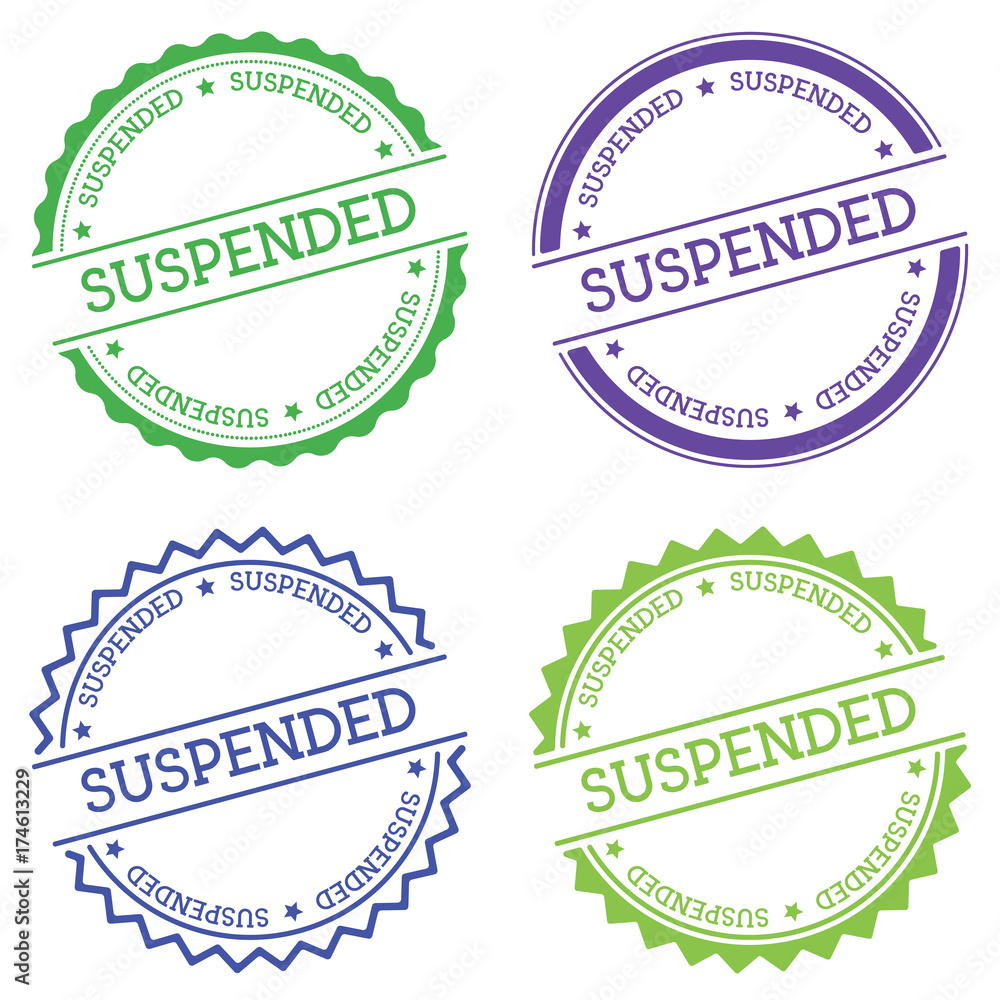 Suspended badge isolated on white background. Flat style round label ...