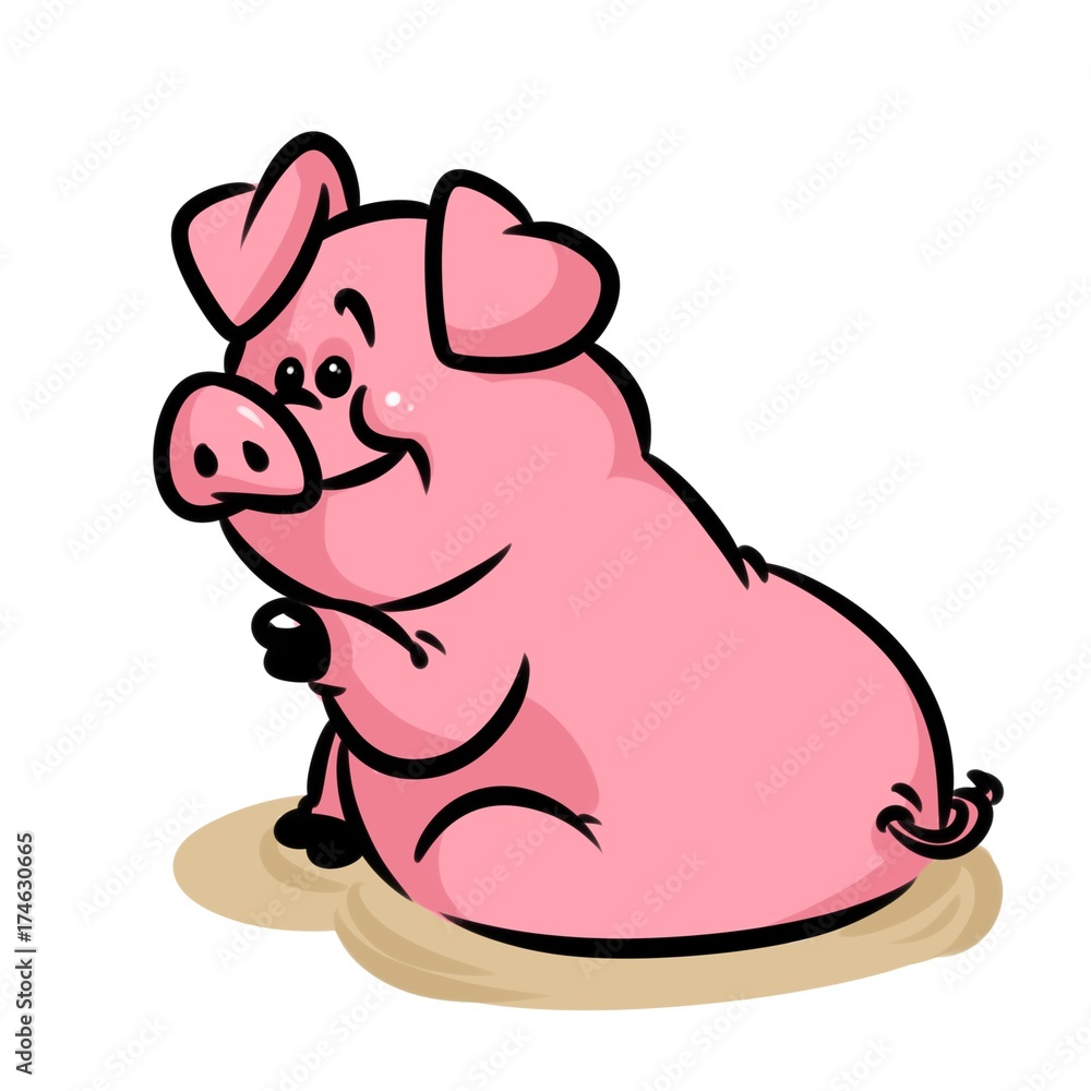 Pig joy cartoon illustration animal character Stock Illustration ...