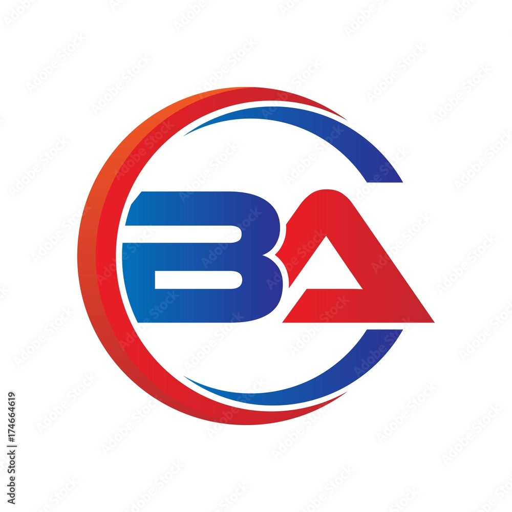 ba logo vector modern initial swoosh circle blue and red Stock Vector ...