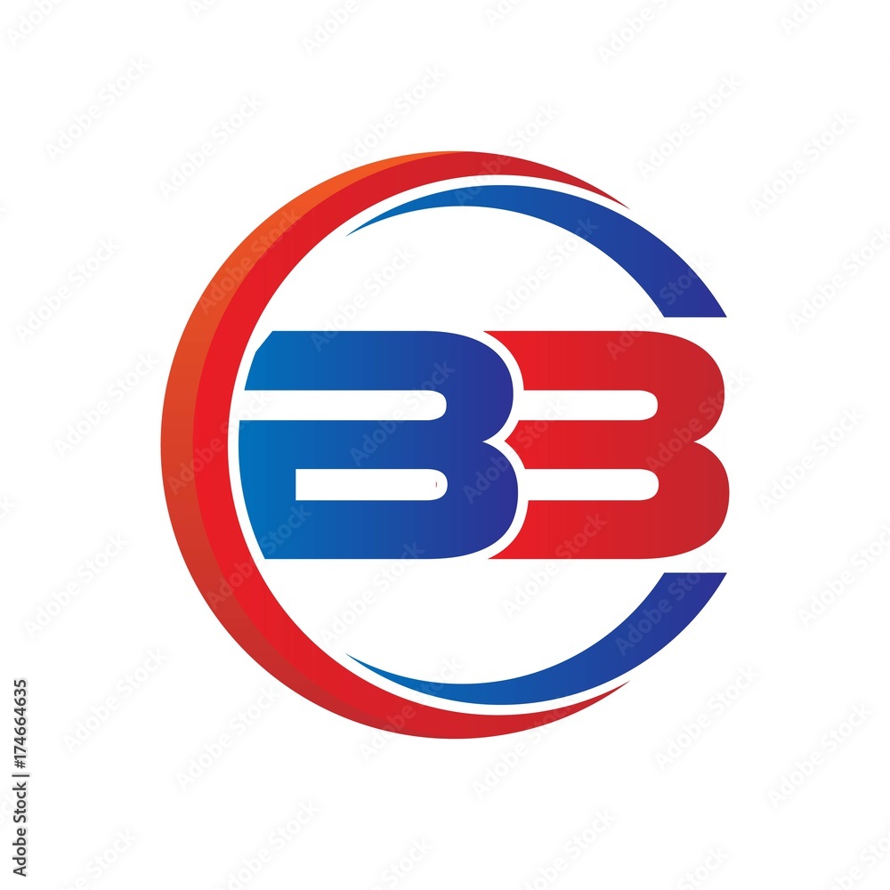 bb logo vector modern initial swoosh circle blue and red Stock 벡터 ...