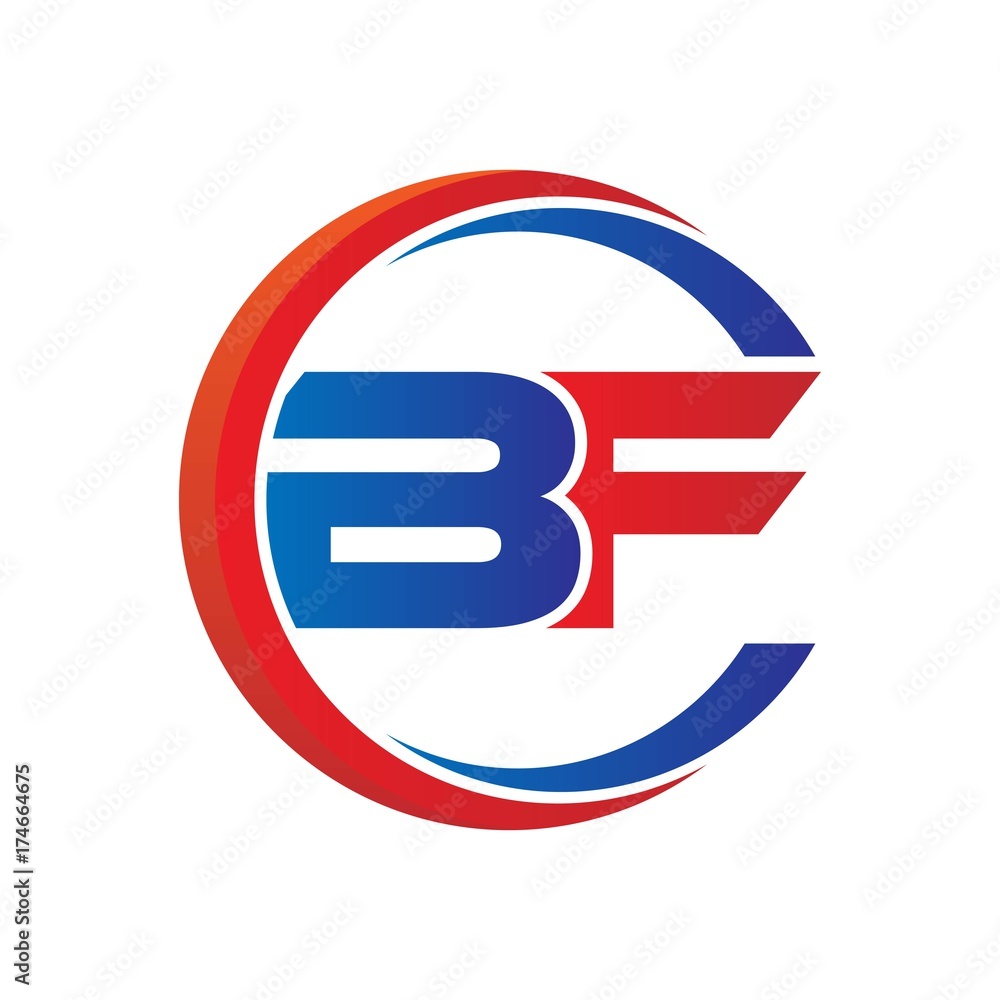 bf logo vector modern initial swoosh circle blue and red Stock Vector ...
