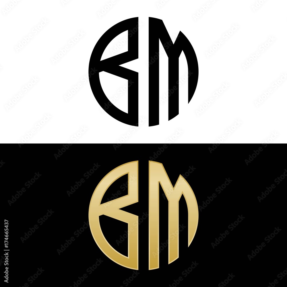bm initial logo circle shape vector black and gold Stock Vector | Adobe ...