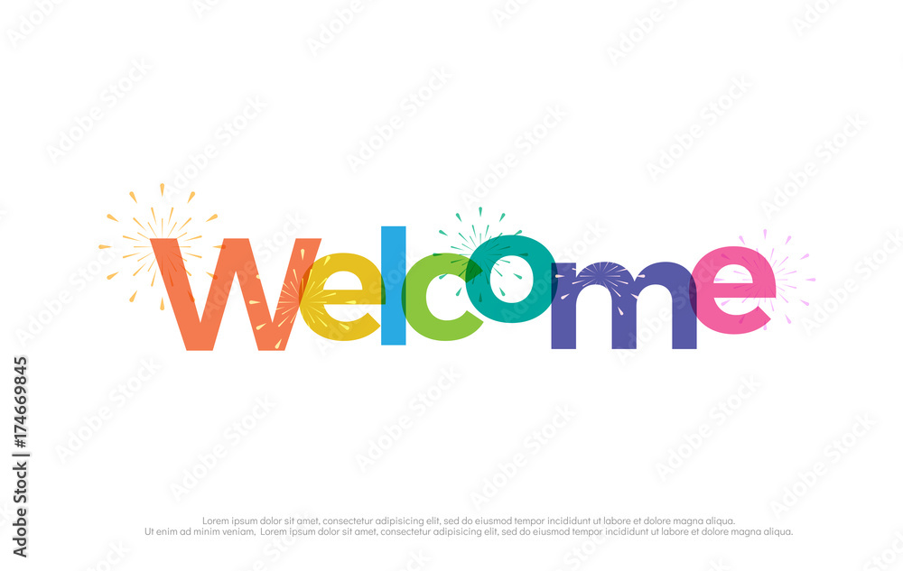 welcome colorful logo. welcome typography design with fireworks Use as ...