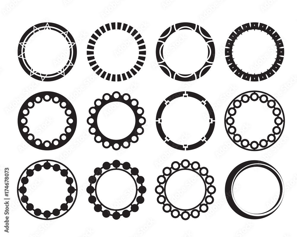 Set of Round Border design. For Japan style designs. Vector ...