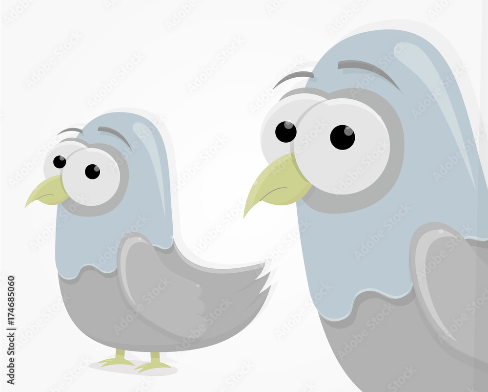 Sad funny pigeon in cartoon style. Cartoon character for animation ...