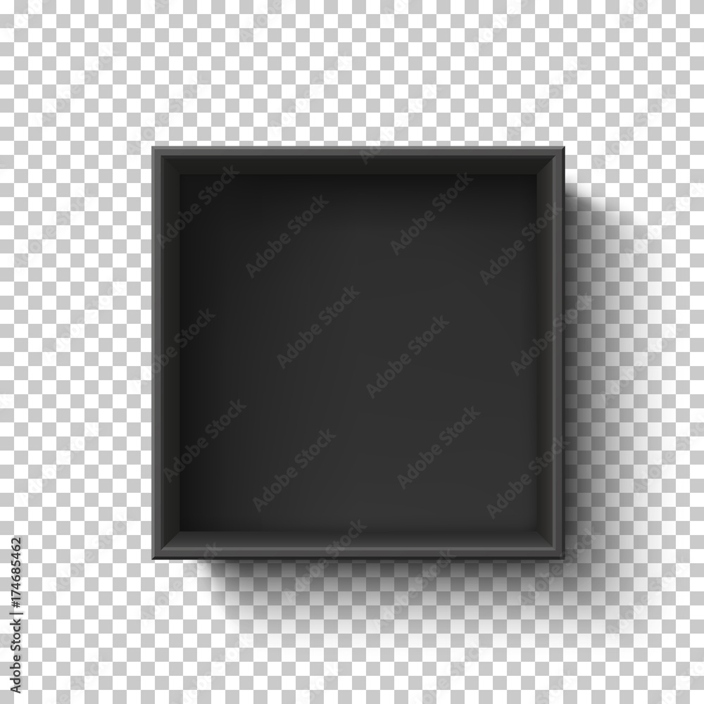 Black empty box on transparent background. Top view. Stock Vector ...