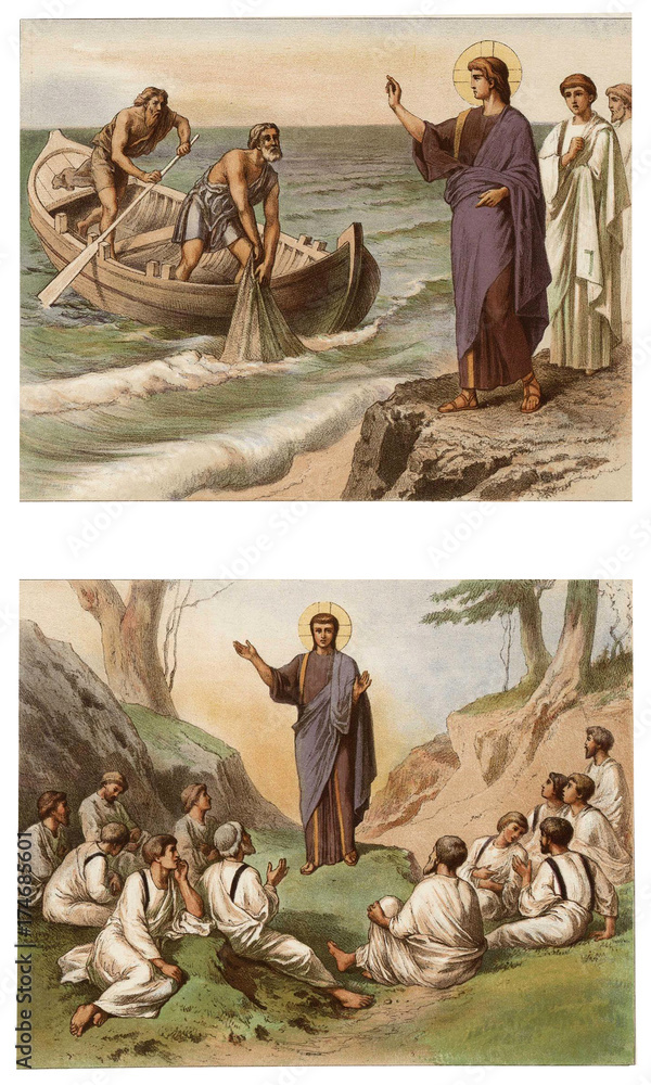 Jesus calls the first disciples. Stock Illustration | Adobe Stock
