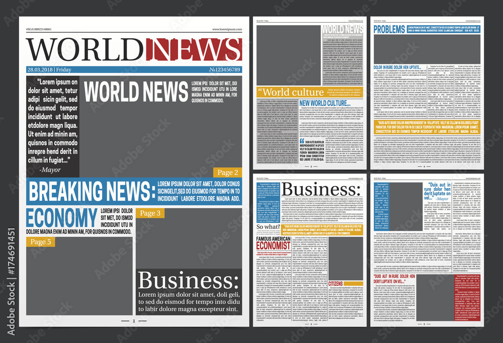 Newspaper Headlines Template Realistic Poster Stock Vector | Adobe Stock