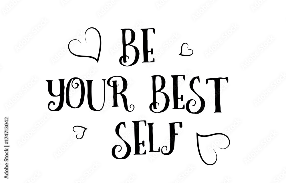be your best self love quote logo greeting card poster design Stock ...
