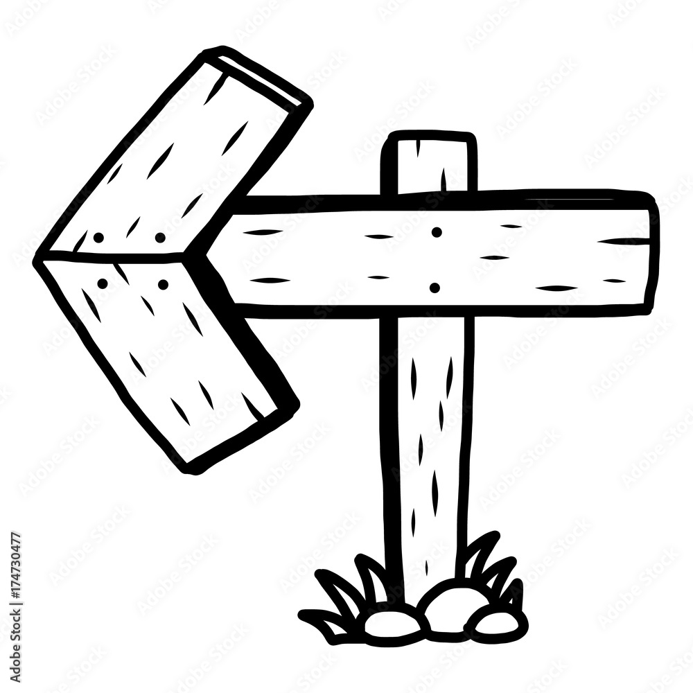 arrow road sign / cartoon vector and illustration, black and white ...
