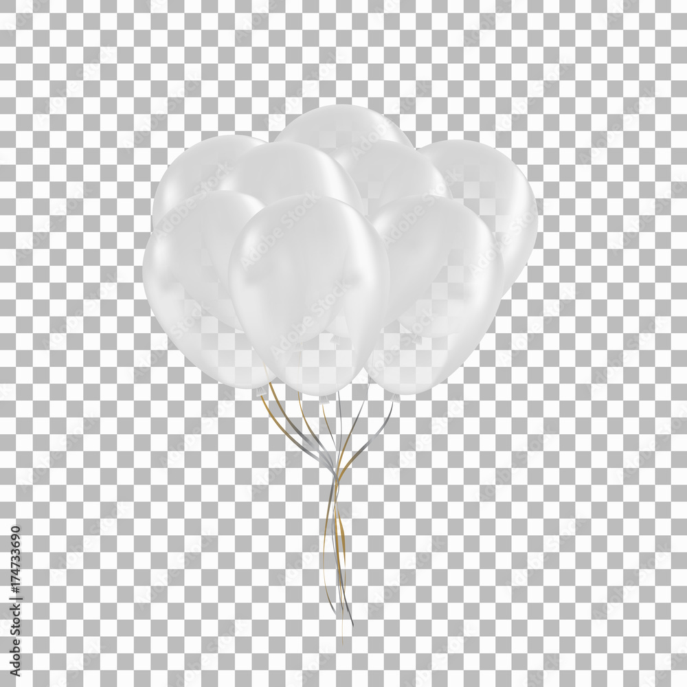 Vector realistic isolated white balloons for celebration and decoration ...