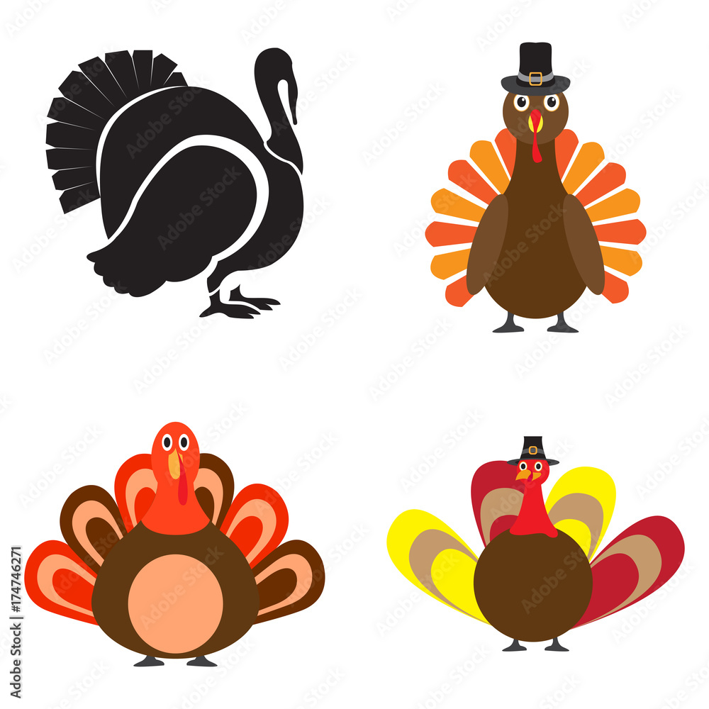 Set of turkey icons on a white background, Vector illustration Stock ...
