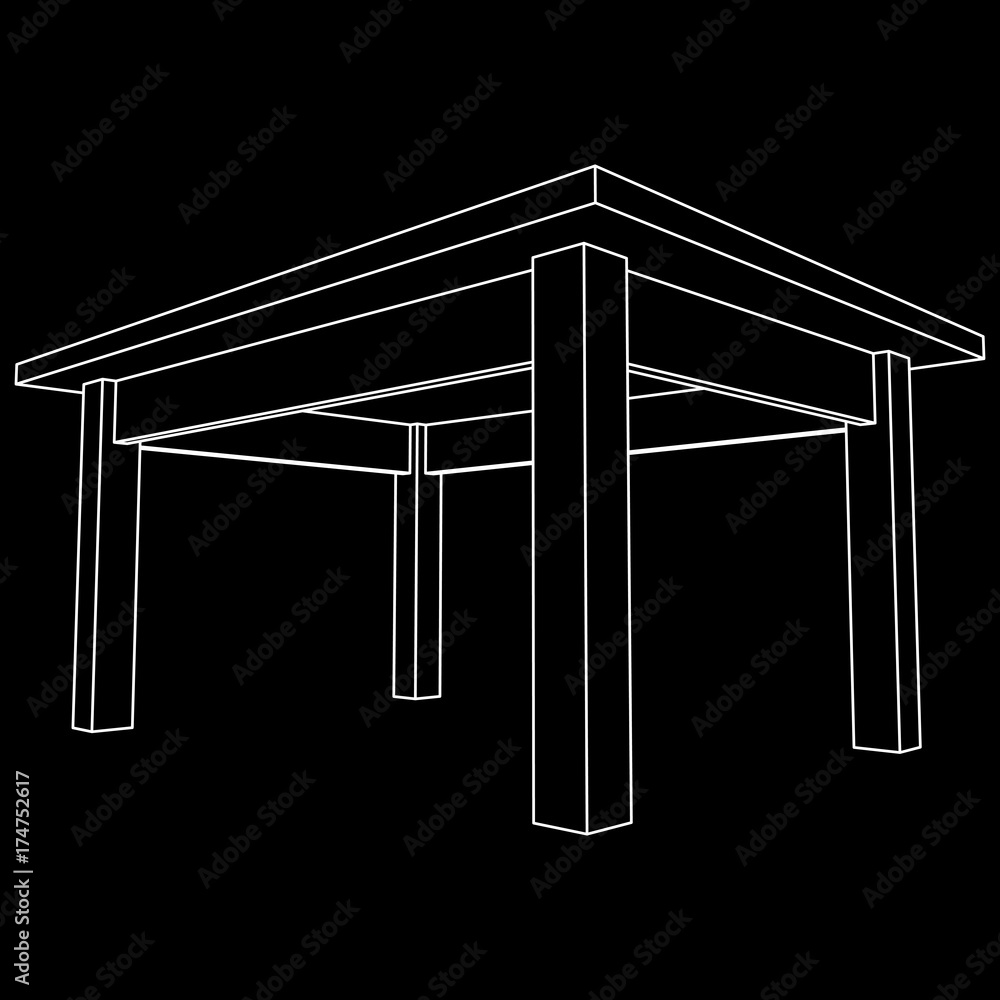 Table furniture wireframe blueprint. Linear outline pedestal vector ...