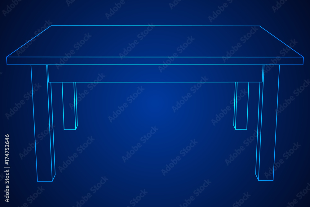 Table furniture wireframe blueprint. Linear outline pedestal vector ...