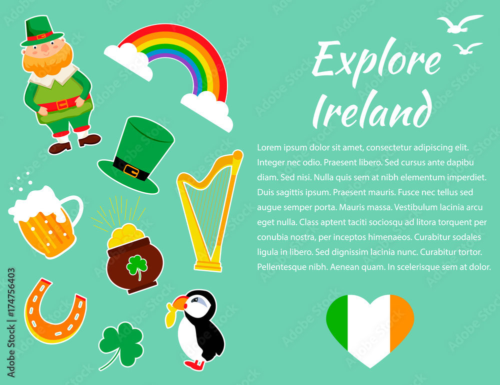 Irish concept background. Set of illustrations of Irish drinks ...