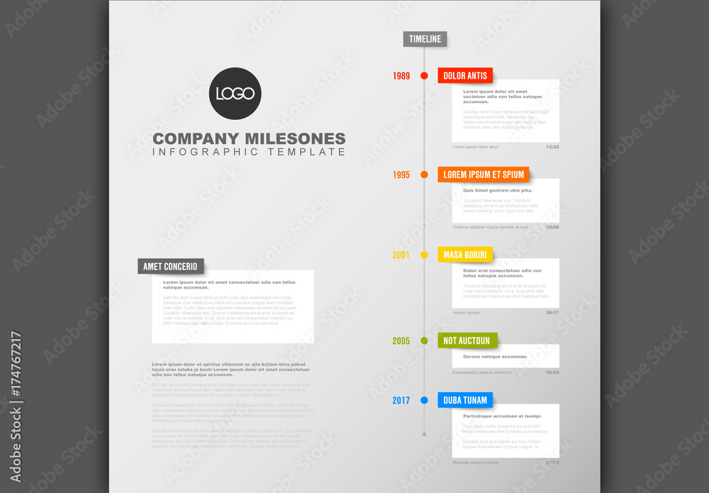 Colorful Vertical Tabs Timeline Infographic Layout Stock Template ...