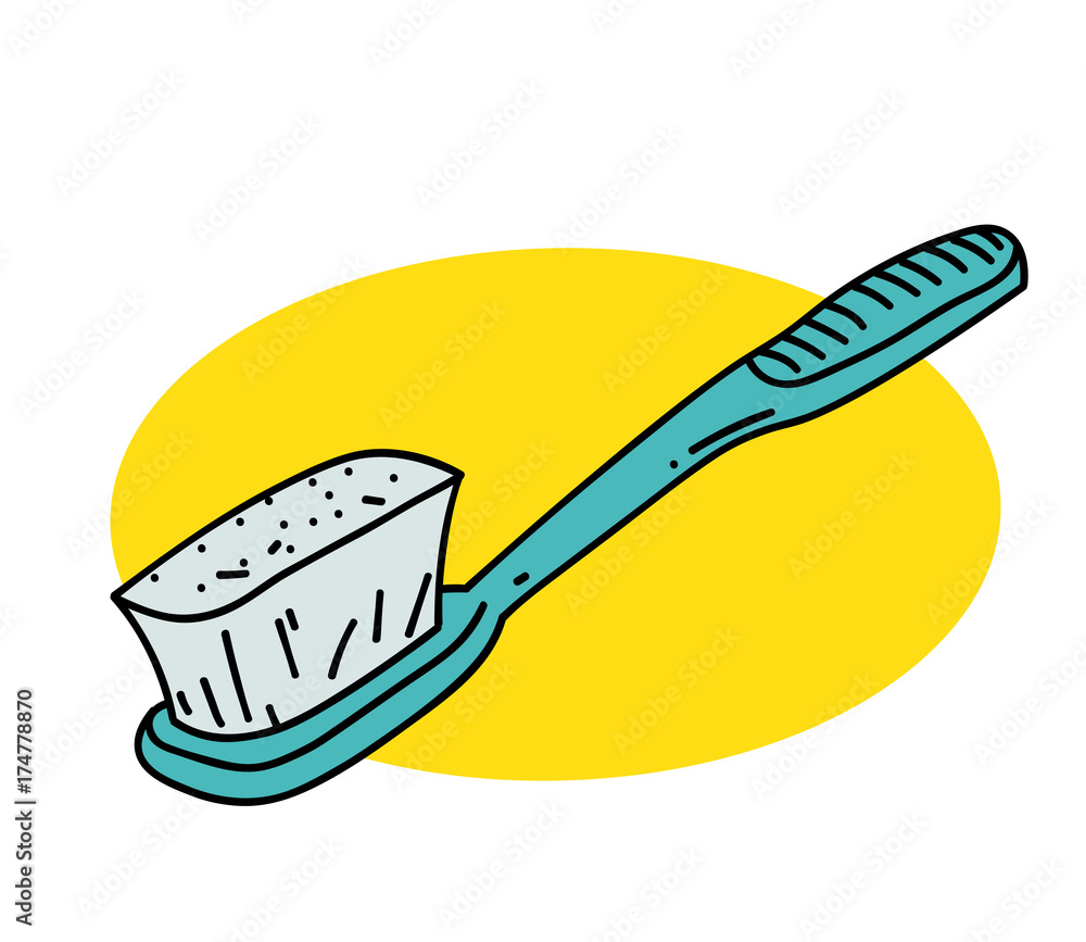 Toothbrush cartoon hand drawn image. Original colorful artwork, comic ...