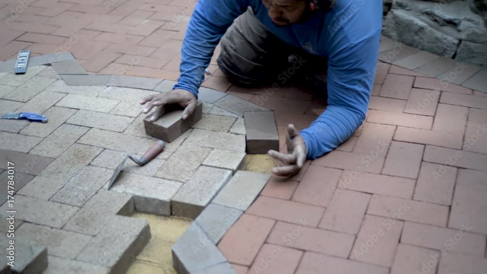 Steadicam circular shot of stone mason trying to figure out the puzzle ...