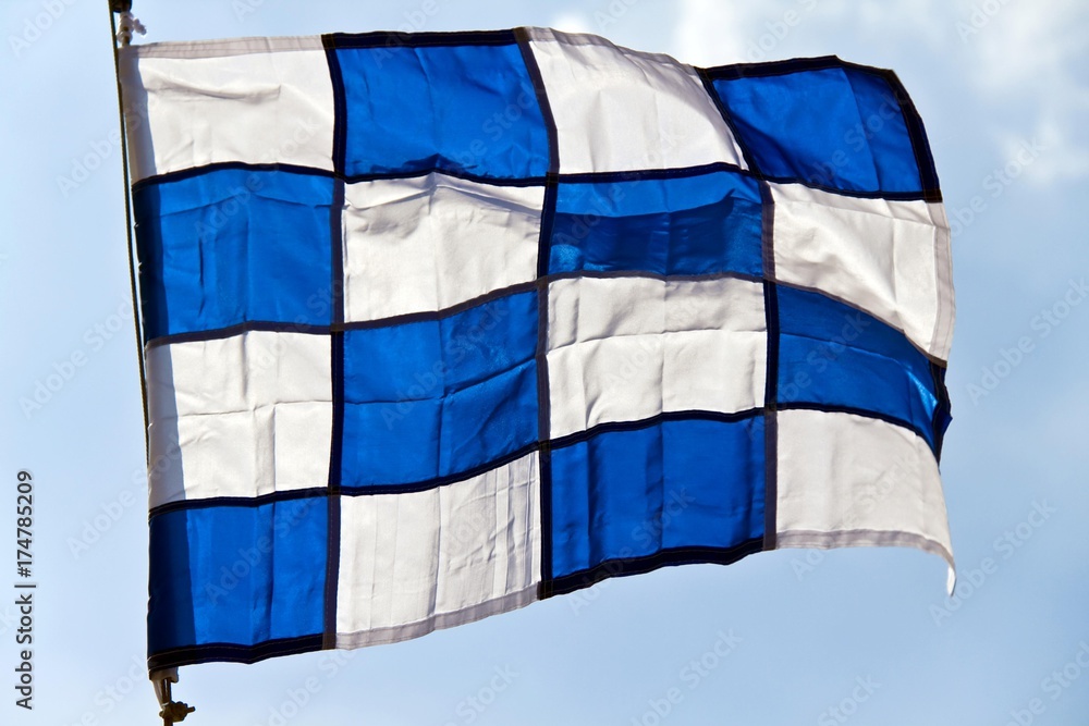 Signal flag for the letter N, international maritime signal flag ...