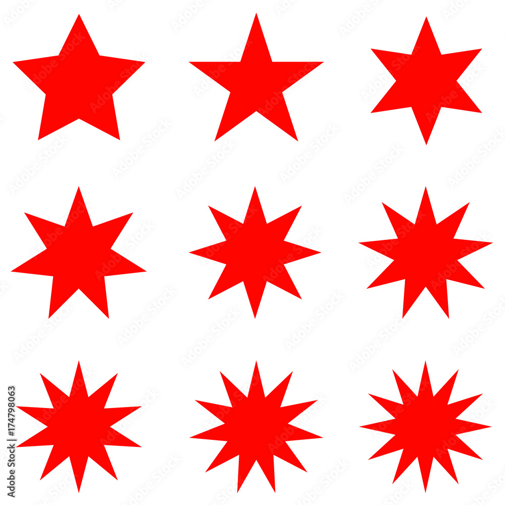 Collection of trendy retro stars shapes. Sunburst design elements set ...