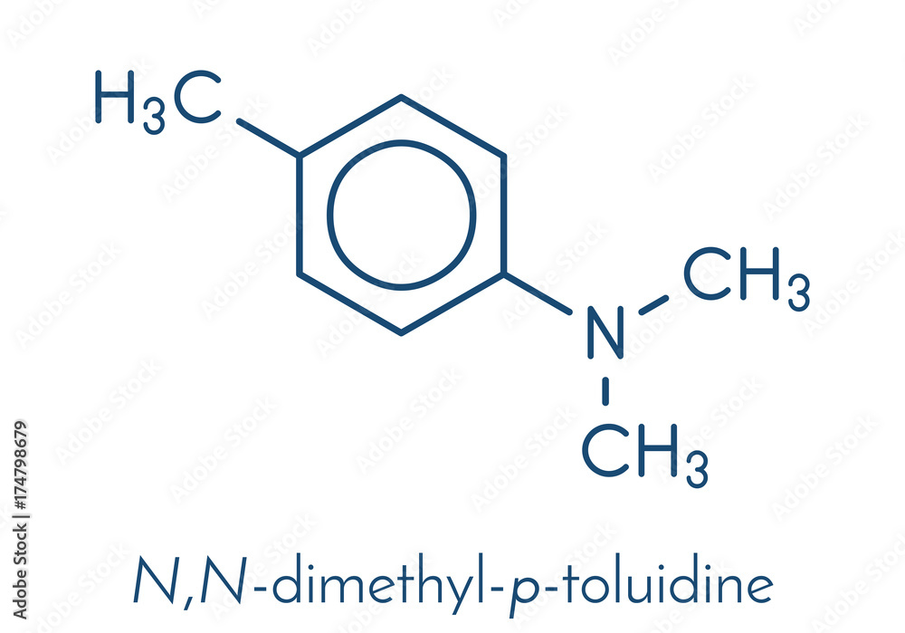Vetor de N,N-dimethyl-p-toluidine (DMPT) molecule. Commonly used as ...