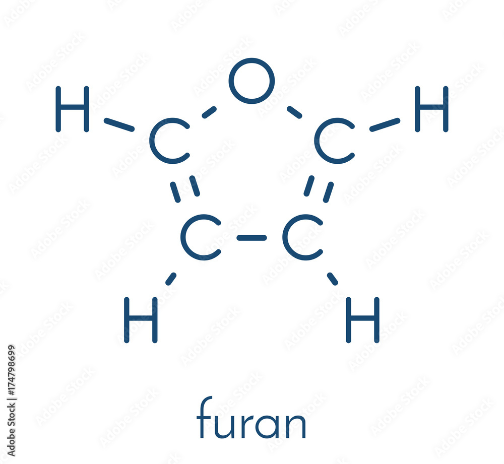 Furan heterocyclic aromatic molecule. Skeletal formula. Stock Vector ...
