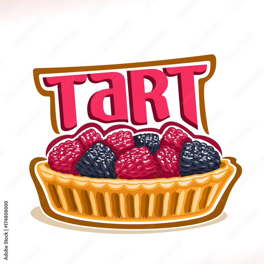 Vector logo for Tart dessert, poster with berry french tartlet ...