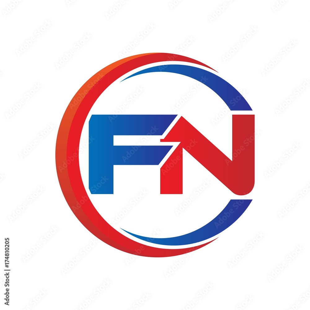 fn logo vector modern initial swoosh circle blue and red Stock Vector ...