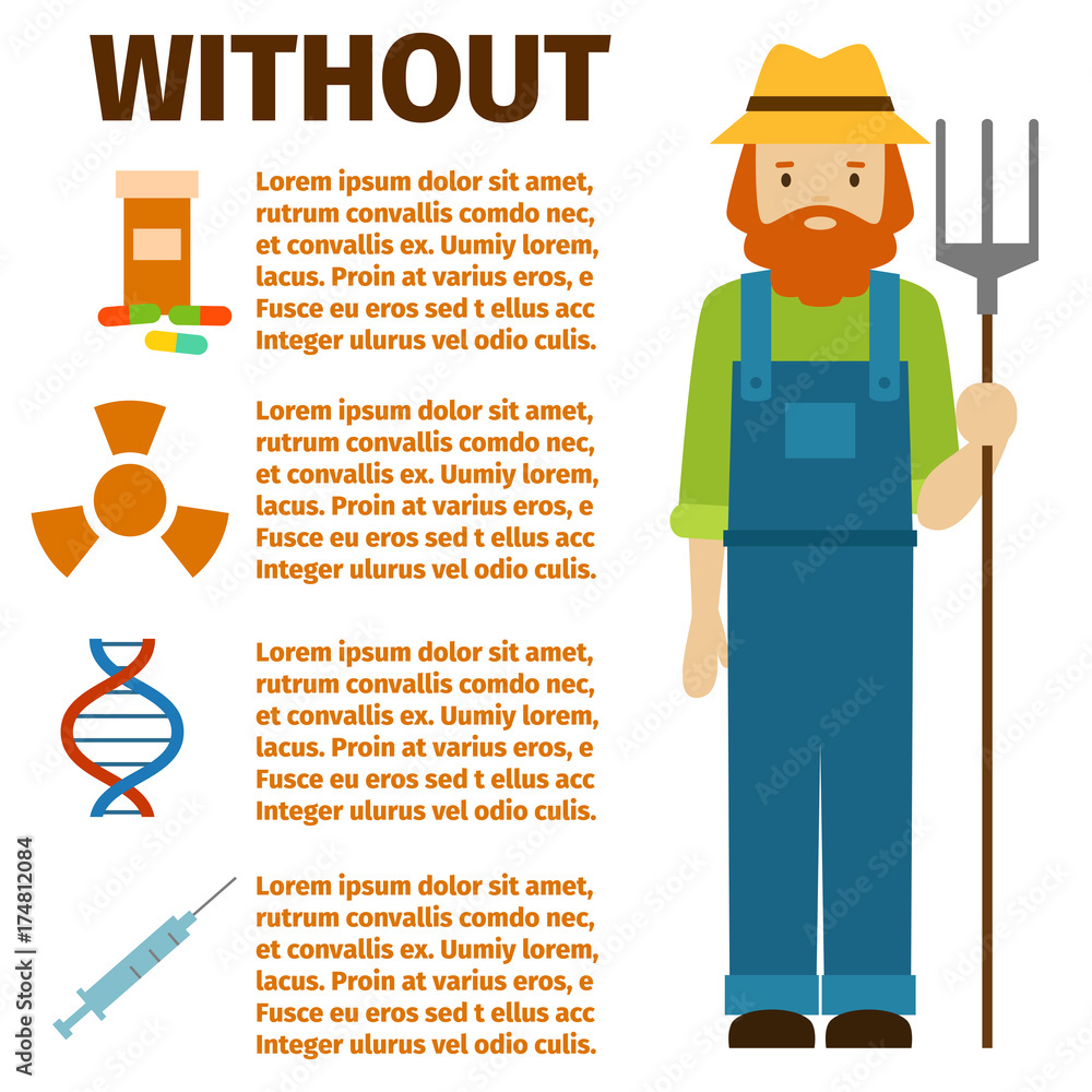 Farmer character man infographic agriculture person farm profession ...