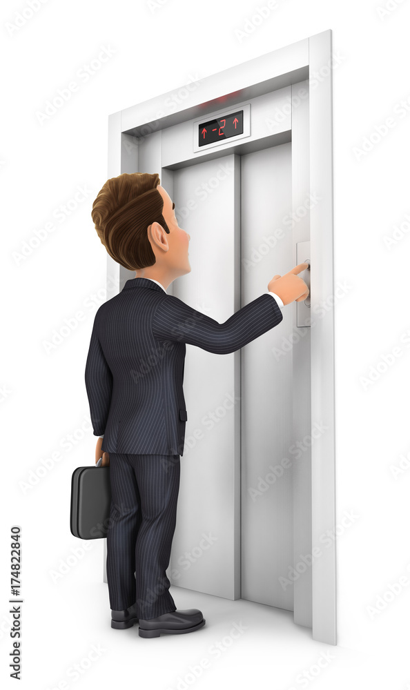 3d businessman calling the elevator Stock Illustration | Adobe Stock