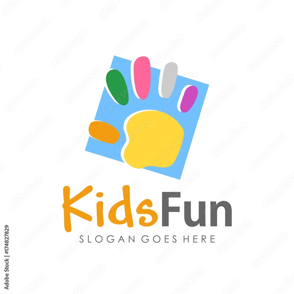 Kids fun and child logo design template Stock Vector | Adobe Stock