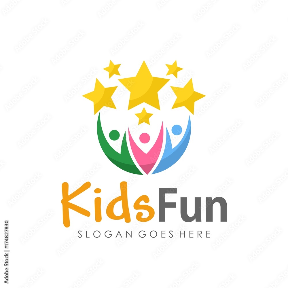 Kids fun and child logo design template Stock Vector | Adobe Stock
