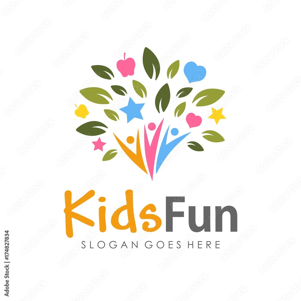 Kids fun and child logo design template Stock Vector | Adobe Stock