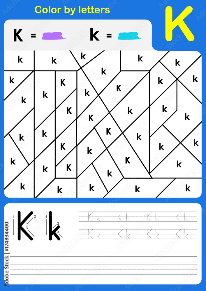 Color by letter alphabet worksheet : Color and Writing A-Z Stock Vector ...